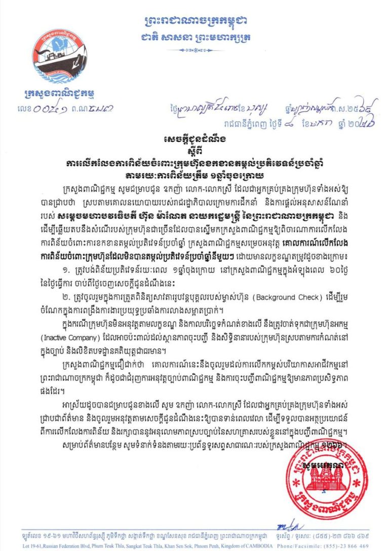 Announcement on the Waiver of Penalty for Companies Failing to File ...